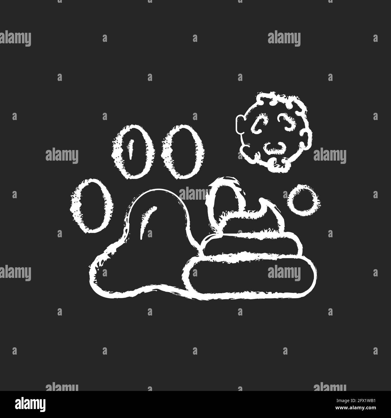 Animal waste chalk white icon on black background Stock Vector Image ...