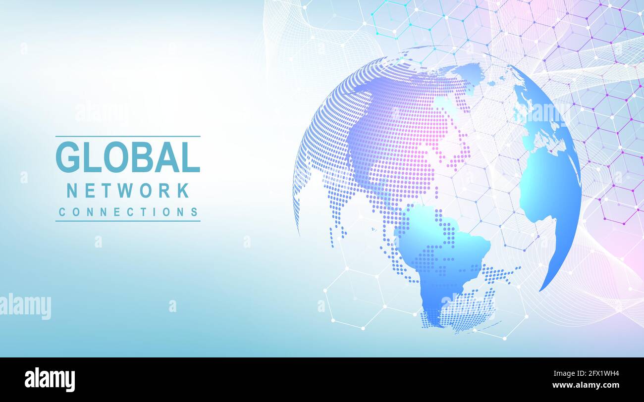 Business global network connection. World map point and line ... Business global network connection. World map point and line ...