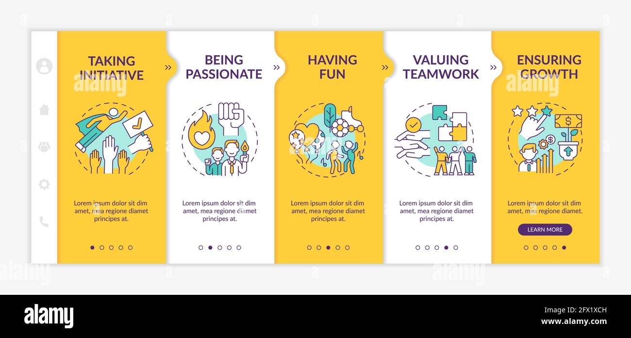 Basic organizational core values onboarding vector template Stock ...