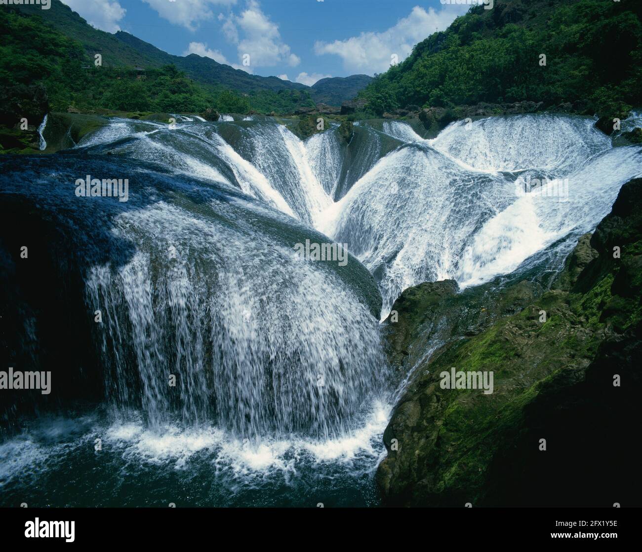 High-definition background map of high mountains and flowing water ...