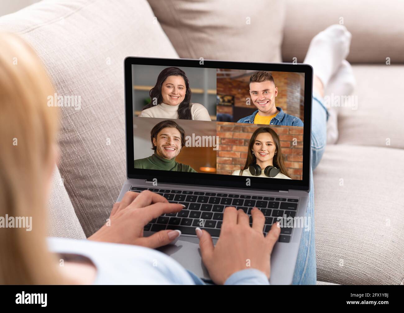 Zoom meeting screen people hi-res stock photography and images - Alamy