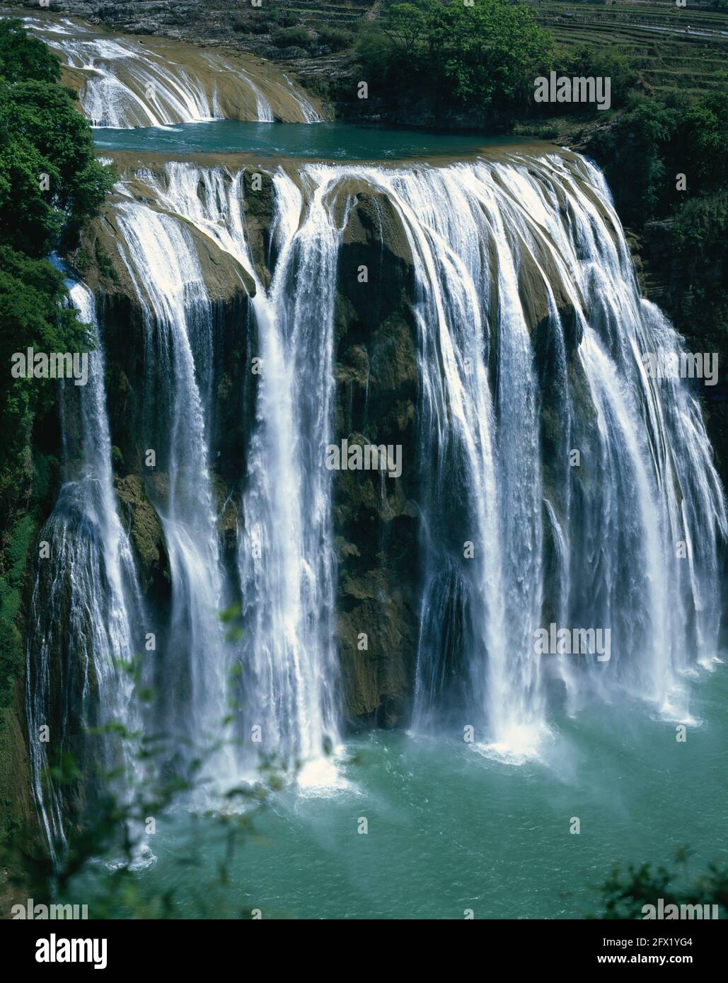 High-definition background map of high mountains and flowing water ...
