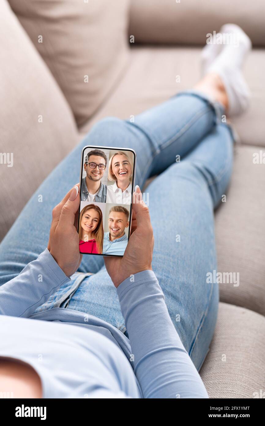 Screen of zoom meeting with people hi-res stock photography and images ...
