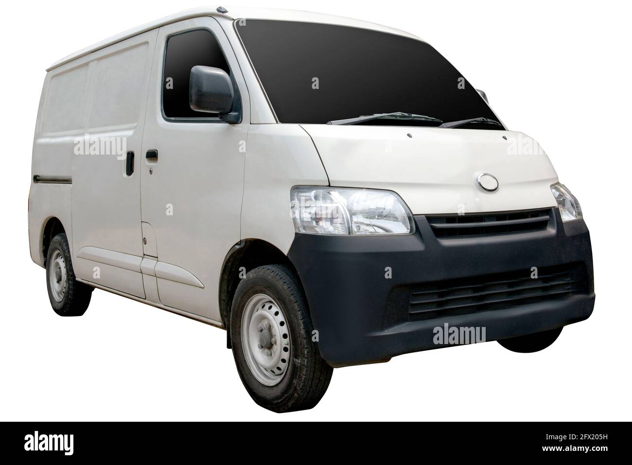 The white delivery van isolated over white background Stock Photo - Alamy