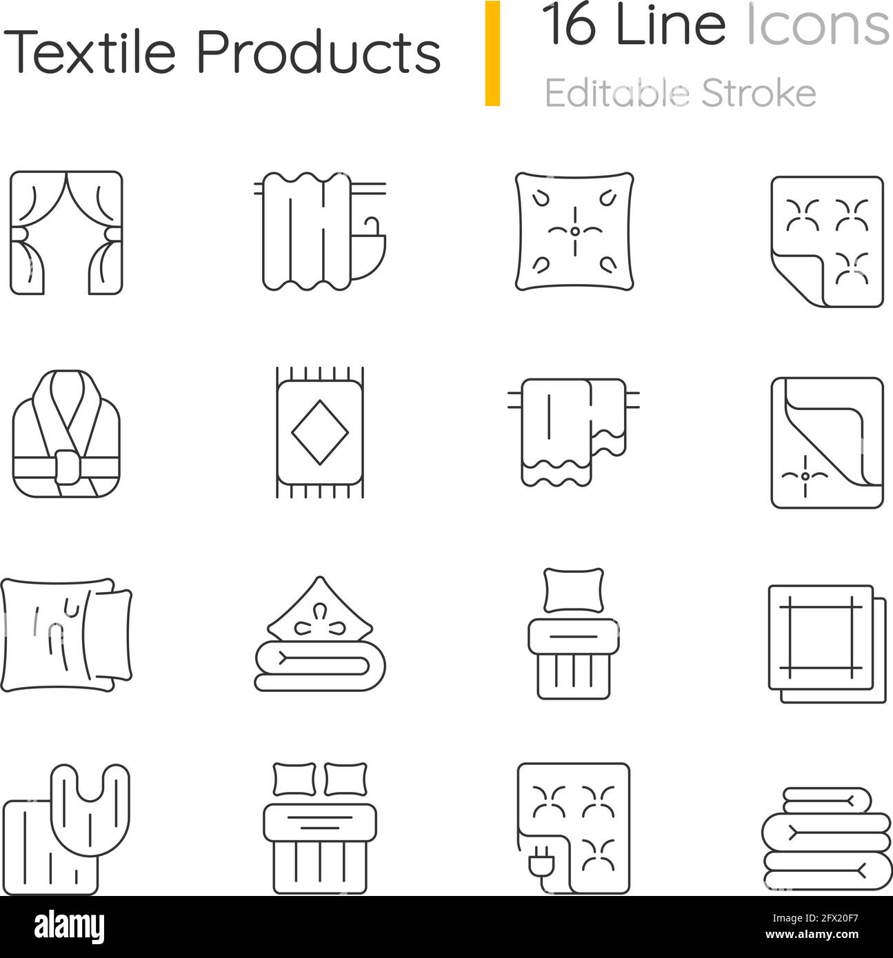 Textile products linear icons set Stock Vector Image & Art - Alamy