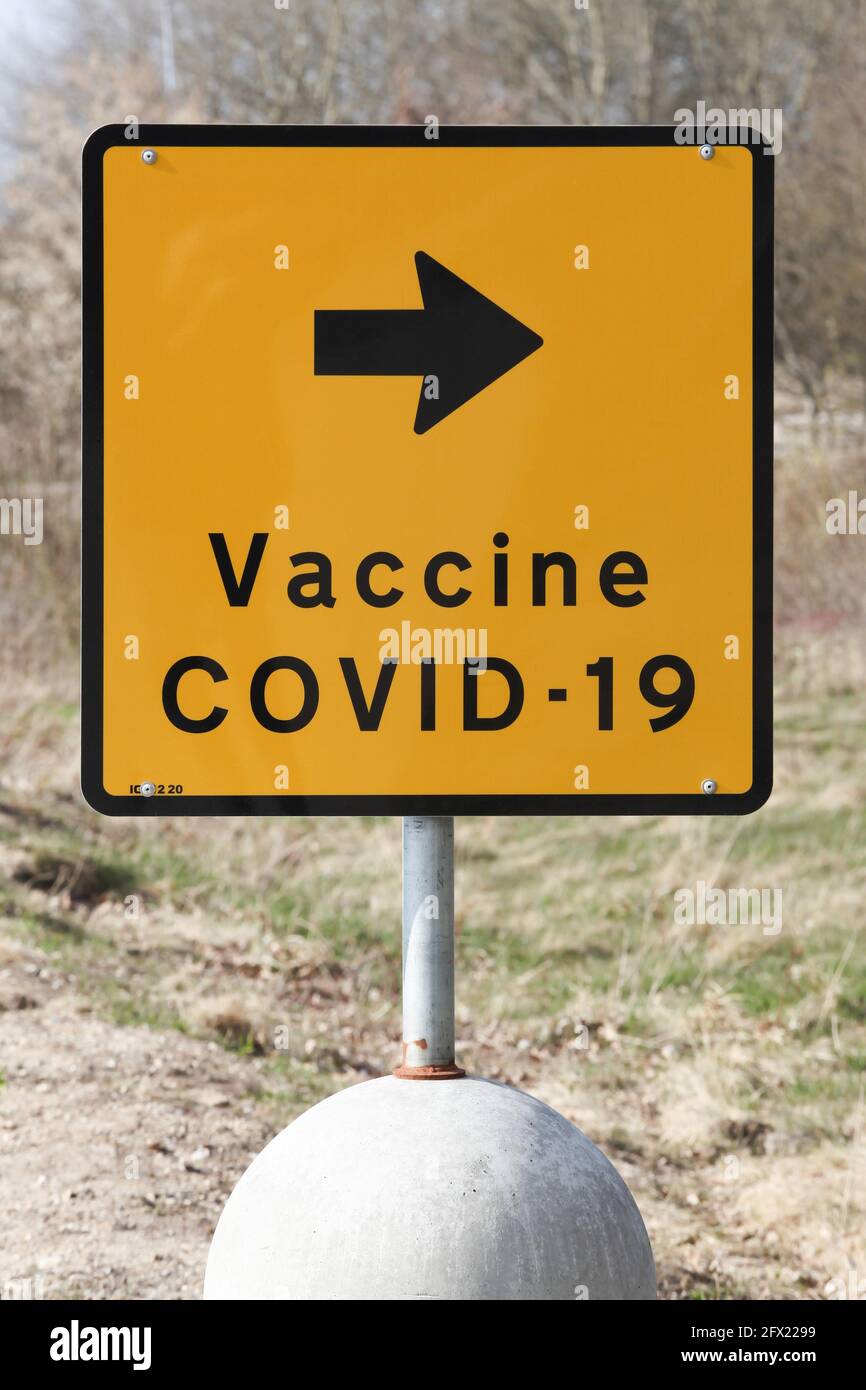 Vaccine covid-19 road sign in Denmark Stock Photo - Alamy
