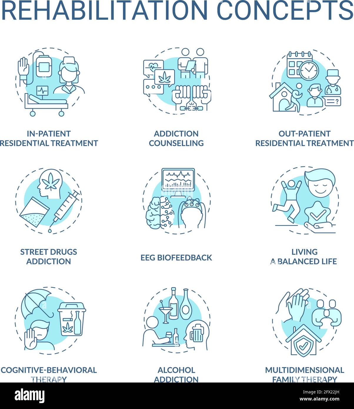 Rehabilitation concept icons set Stock Vector Image & Art - Alamy
