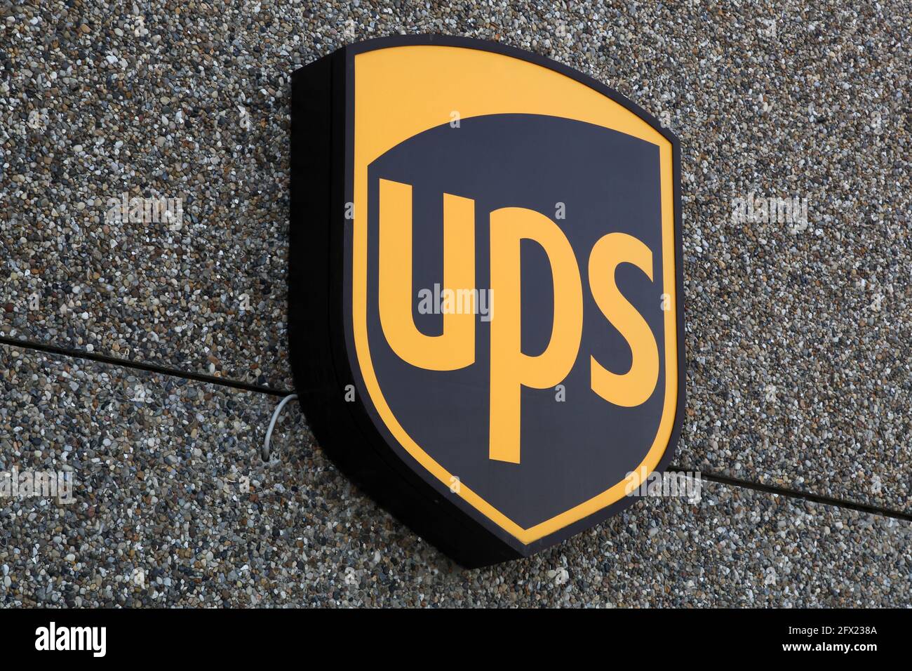 Holme, Denmark - June 5, 2019: UPS logo on a facade. United Parcel ...