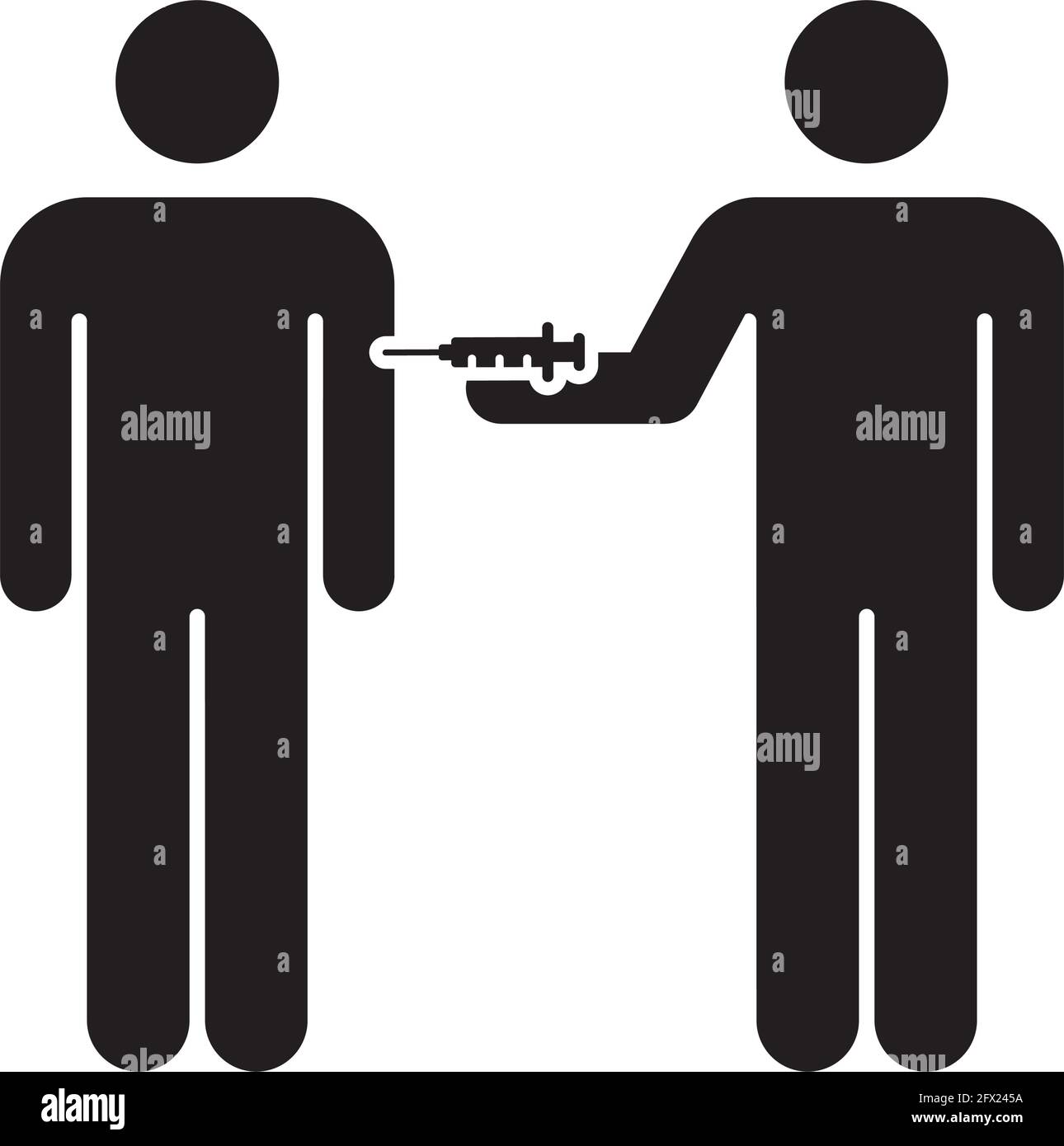 Vaccine icon vector with injection syringe male and female person ...