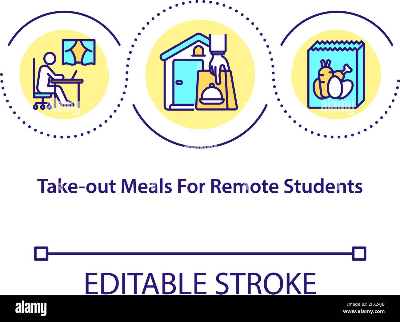 Take out meals for remote students concept icon Stock Vector Image ...