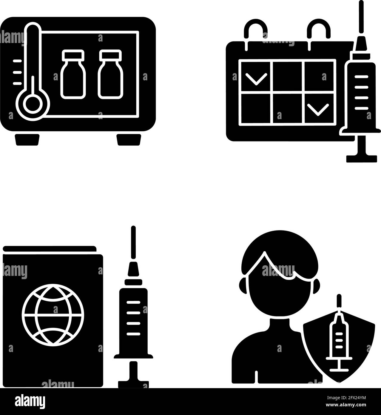 Vaccine shot black glyph icons set on white space Stock Vector Image ...