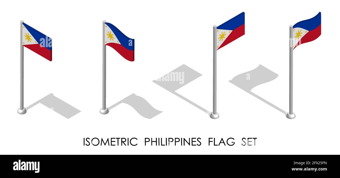 isometric Flag of Republic of Philippines in static position and in ...