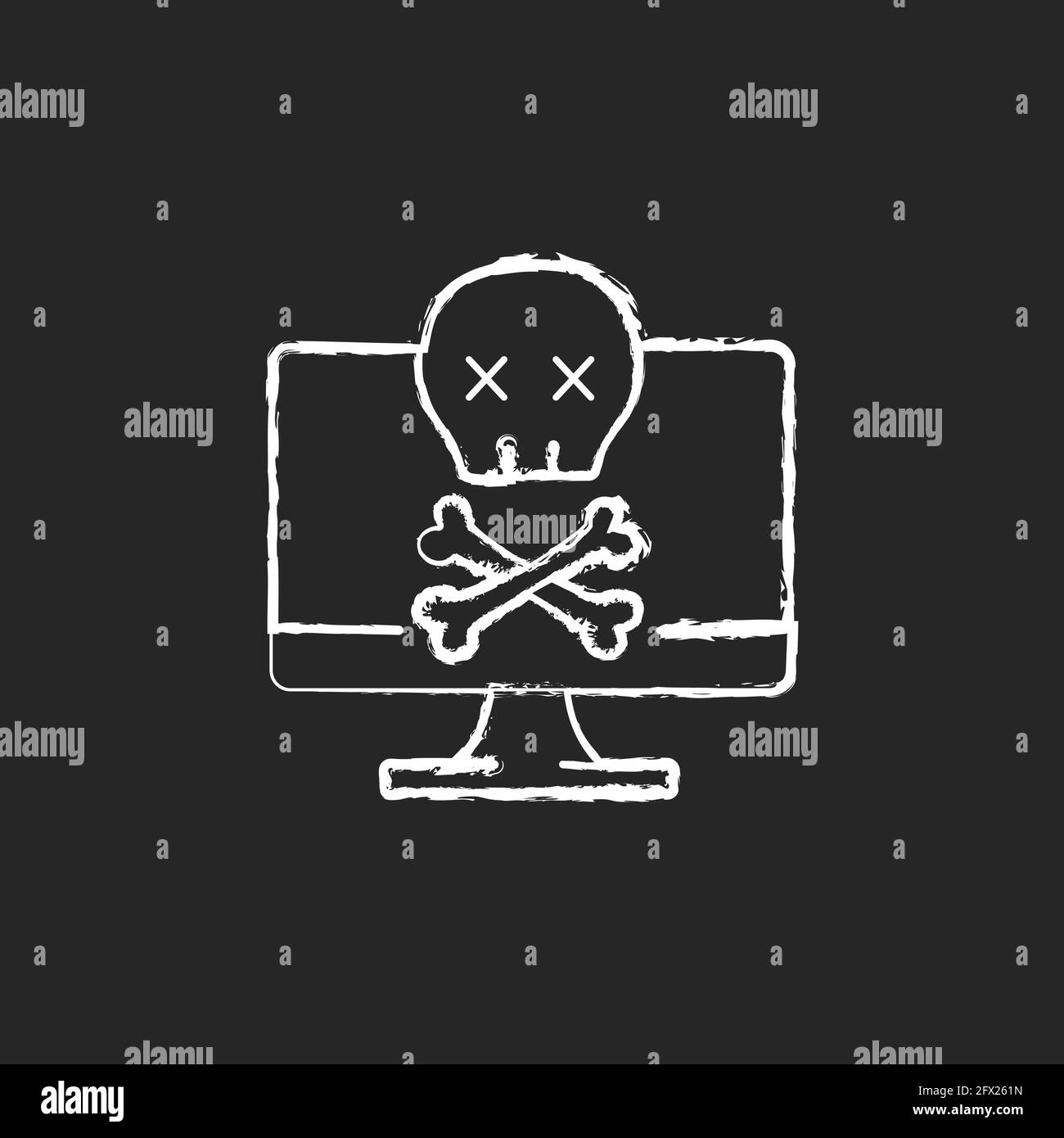 Computer not starting chalk white icon on black background Stock Vector ...