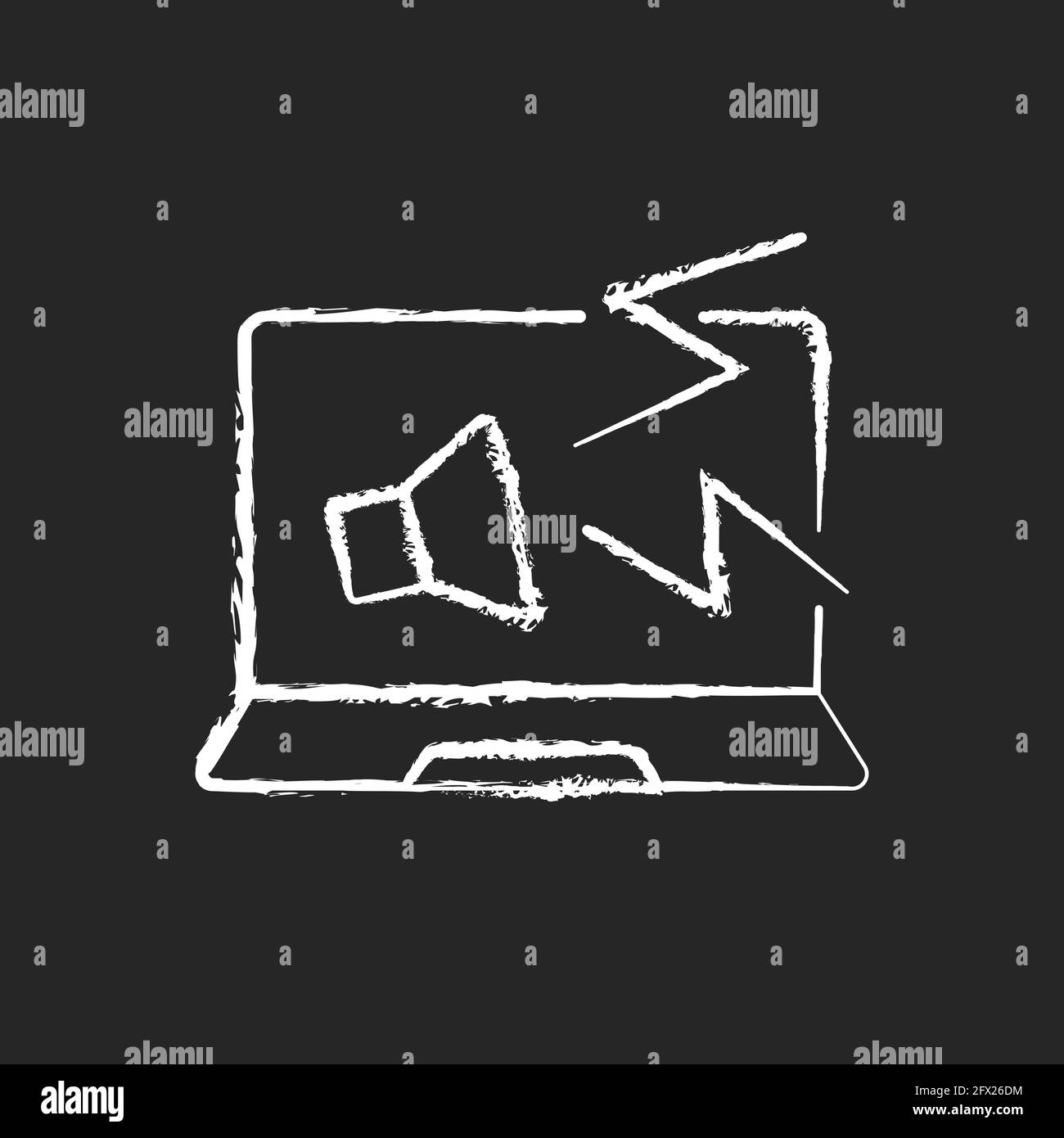 Computer makes strange noises chalk white icon on black background ...