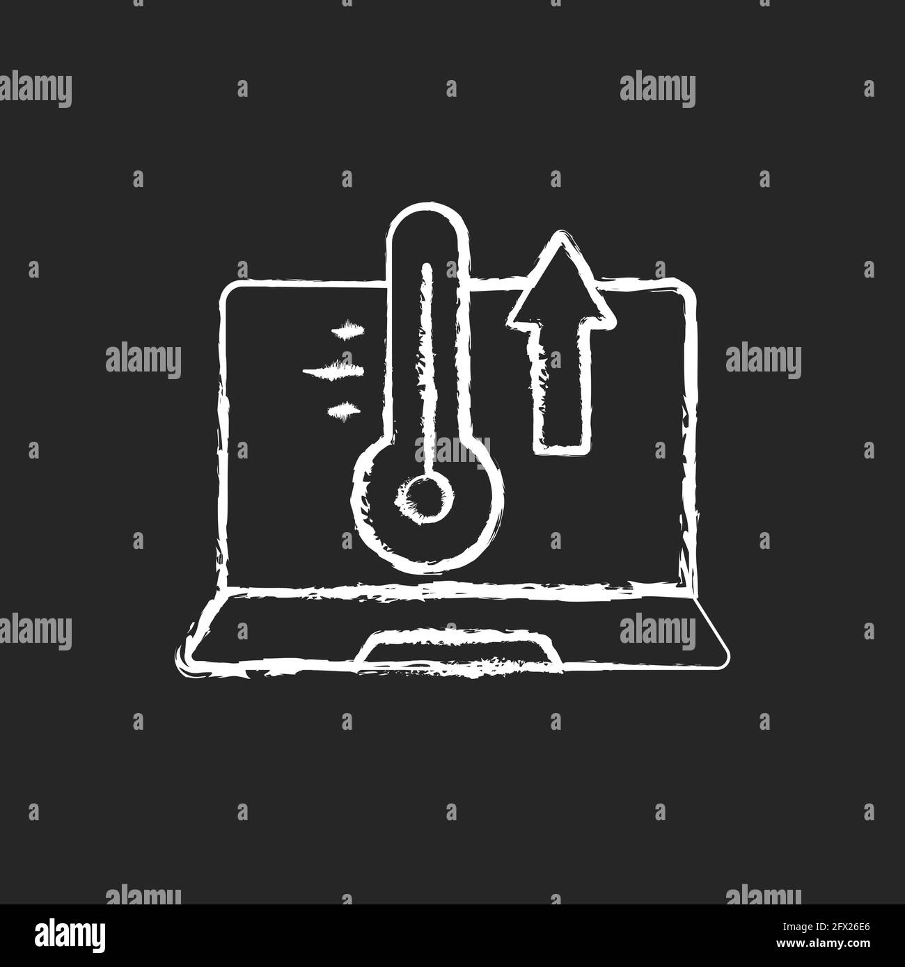 Computer overheating chalk white icon on black background Stock Vector ...