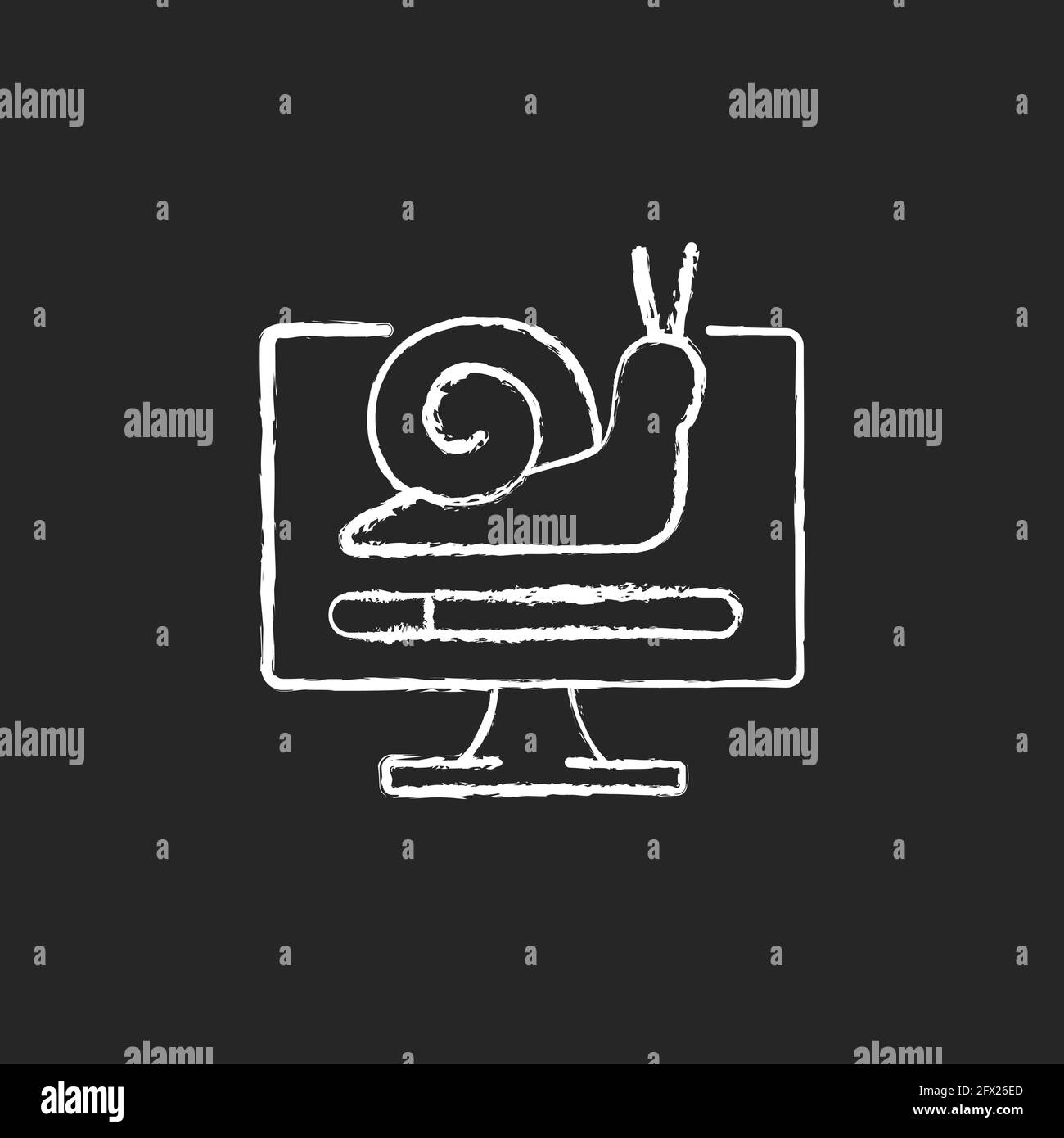 Slow computer chalk white icon on black background Stock Vector Image ...