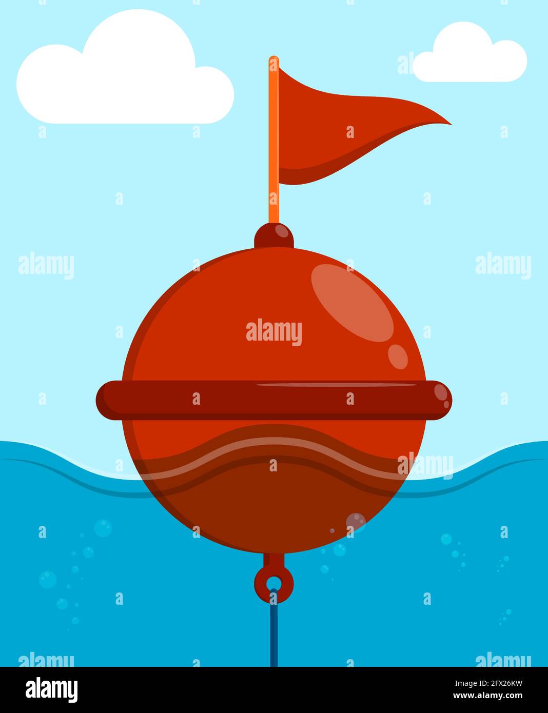 restrictive sea buoy on waves in cartoon style. Regulation and safety ...