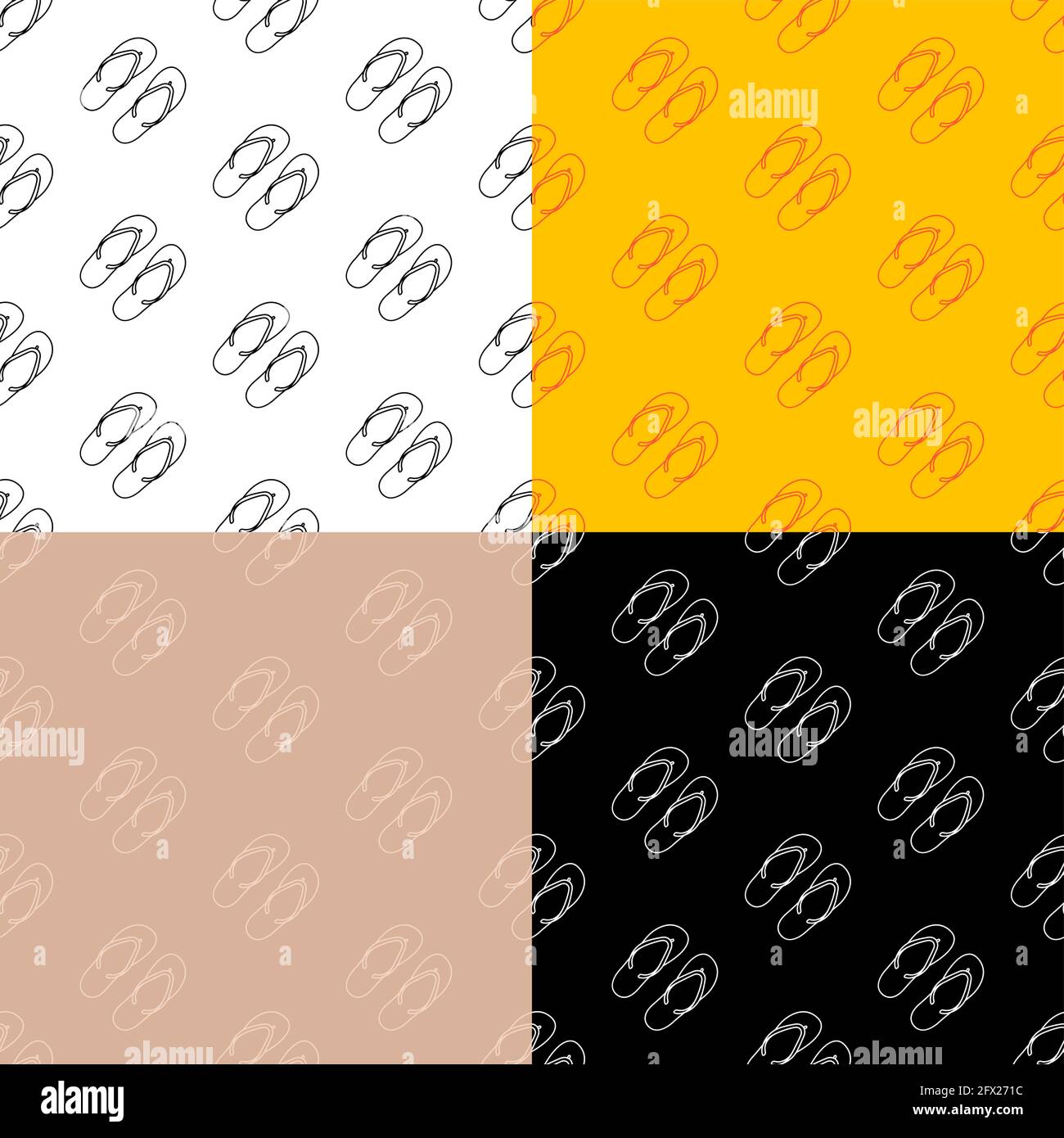 set of seamless patterns with Beach rubber slippers icon. Beach shoes. Ornament for decoration ...