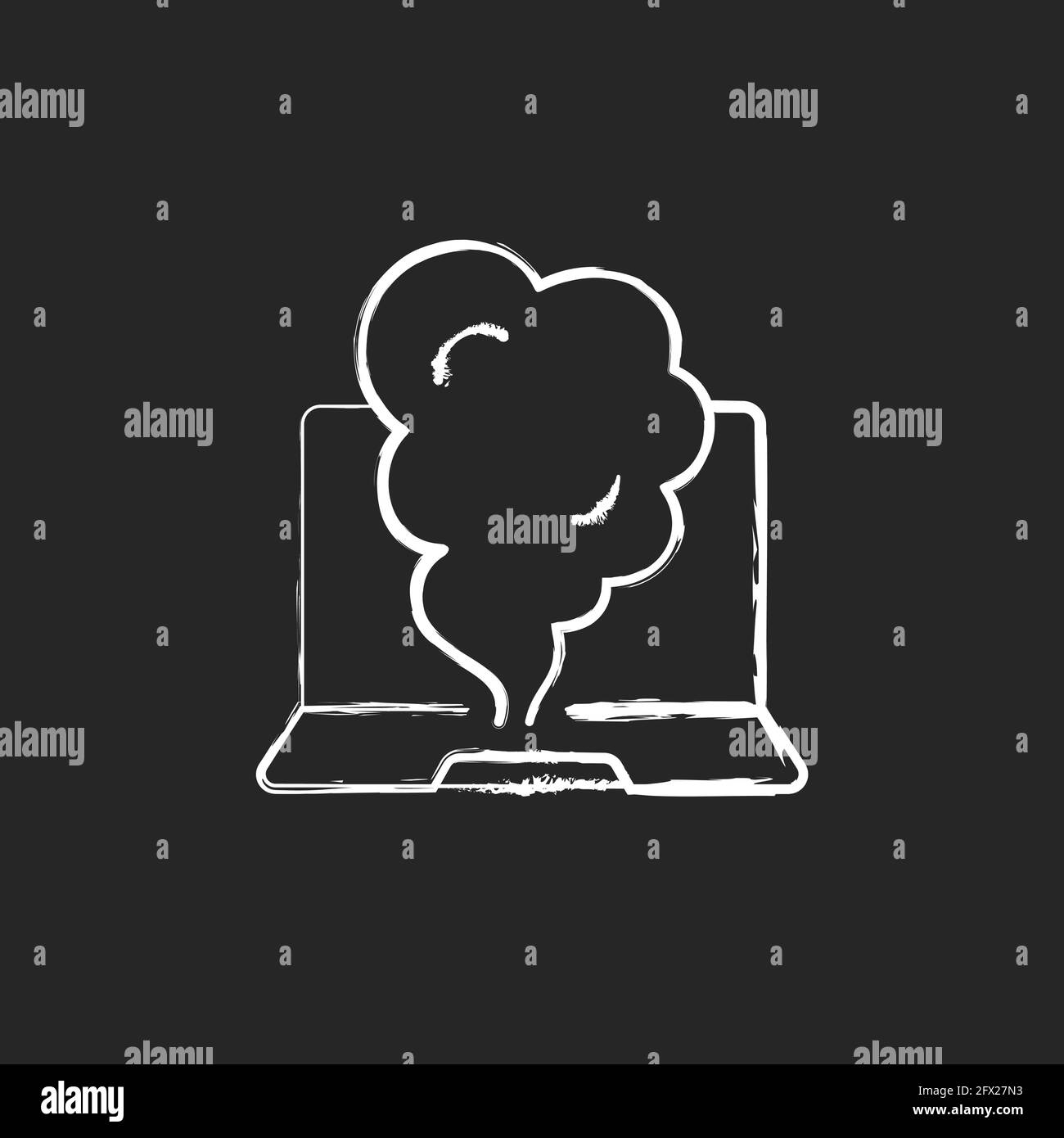 Smoking computer chalk white icon on black background Stock Vector ...