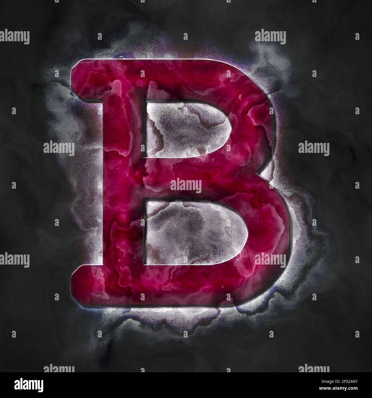 square graphic with the uppercase character B as a marbled capital ...