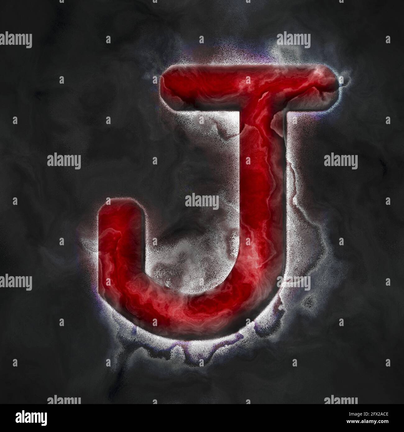 square graphic with the uppercase character J as a marbled capital ...