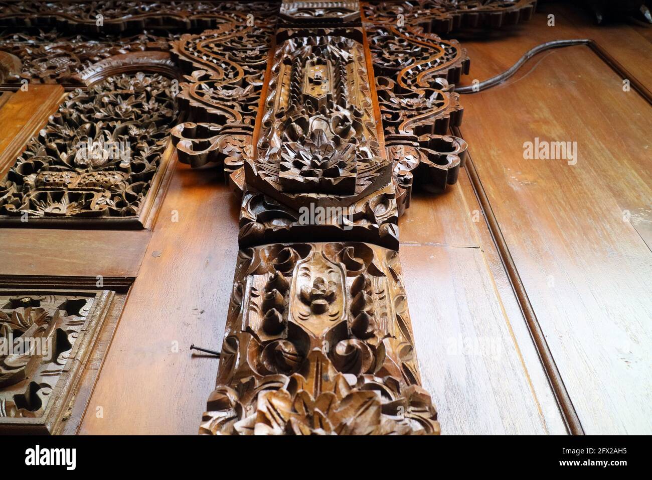 unique wood carving in a house photo Stock Photo - Alamy