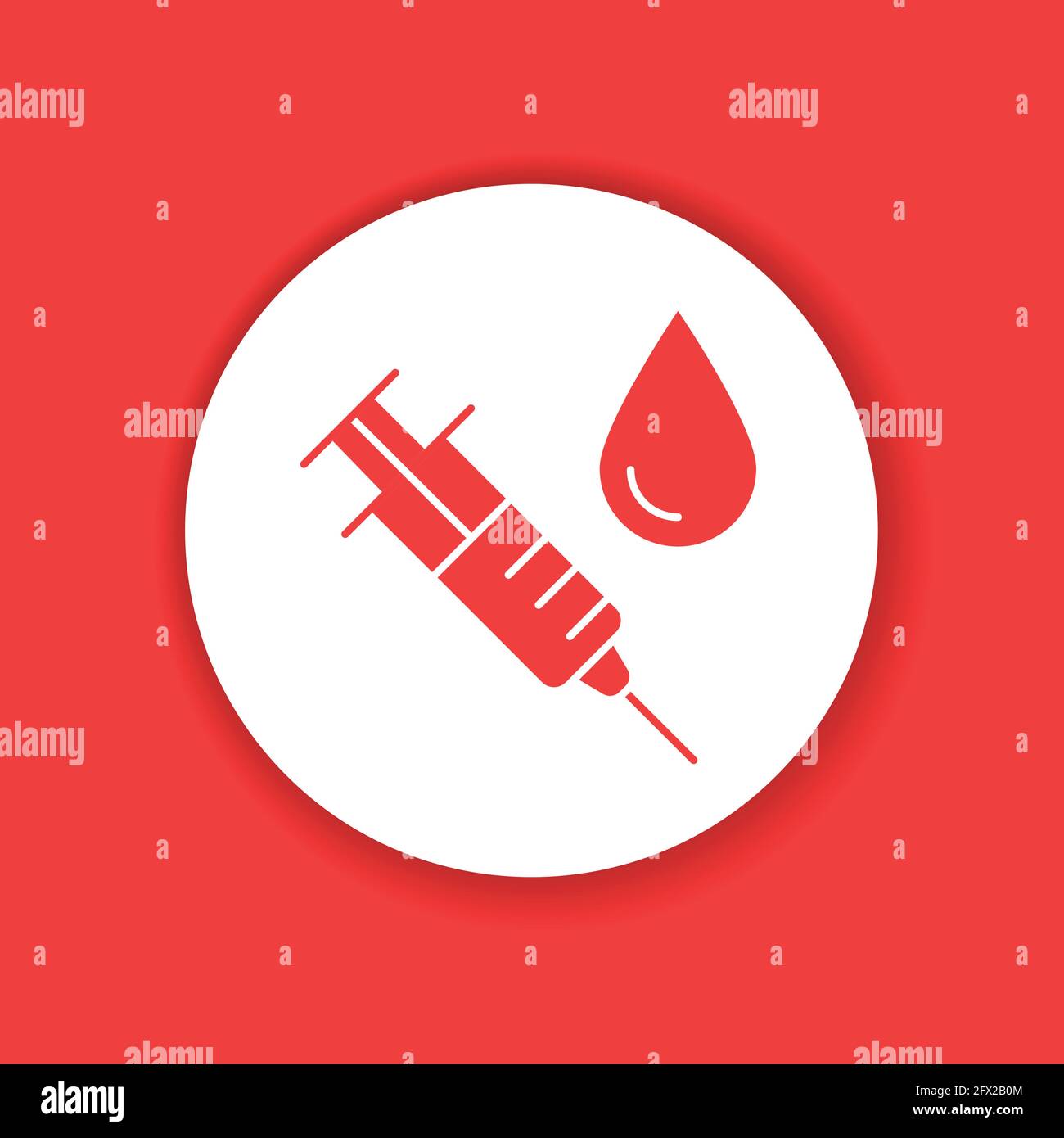Syringe for injection vaccine with blood color glyph icon. Medical ...