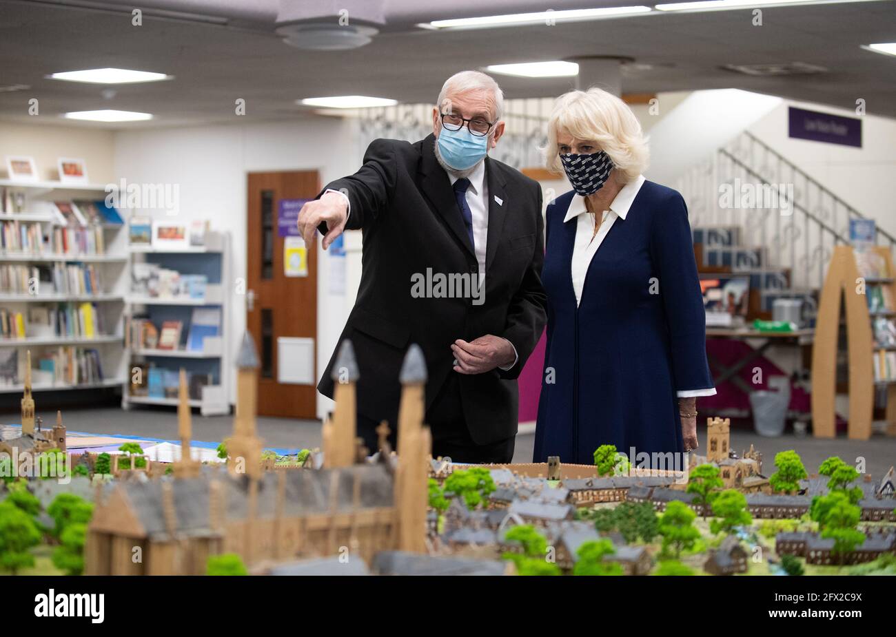 The Duchess of Cornwall views a model of Coventry with creator Peter ...