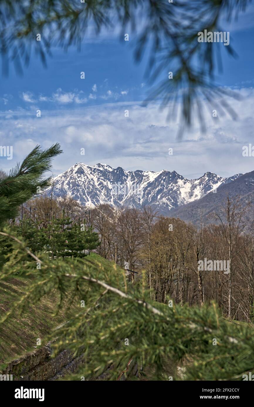 Mountain landscape. High in the mountains. Extreme tourism. Climbing ...