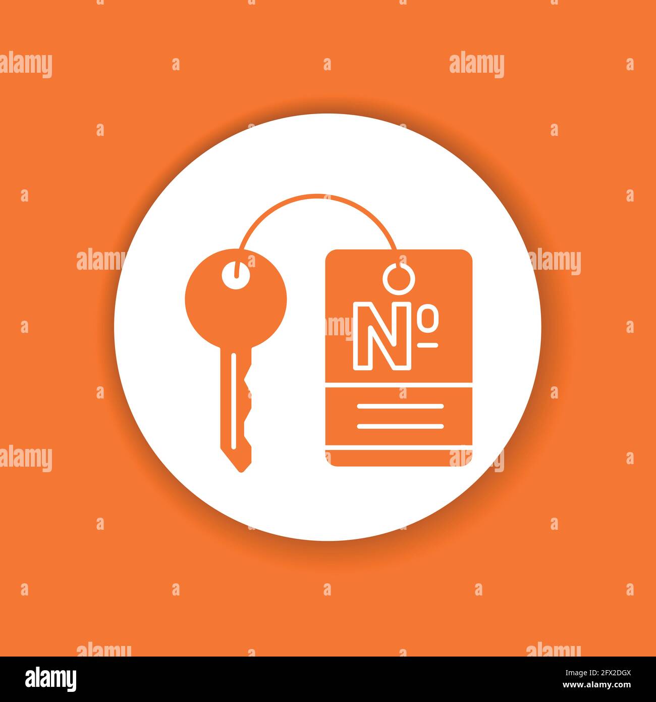 Room key with number color glyph icon. Hotel security sign. Pictogram ...