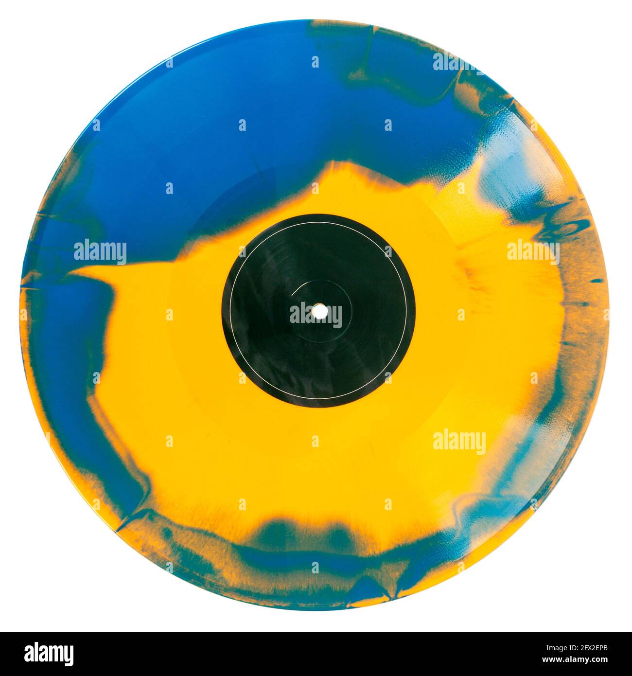 Blue and orange swirl vinyl record isolated on white background Stock ...