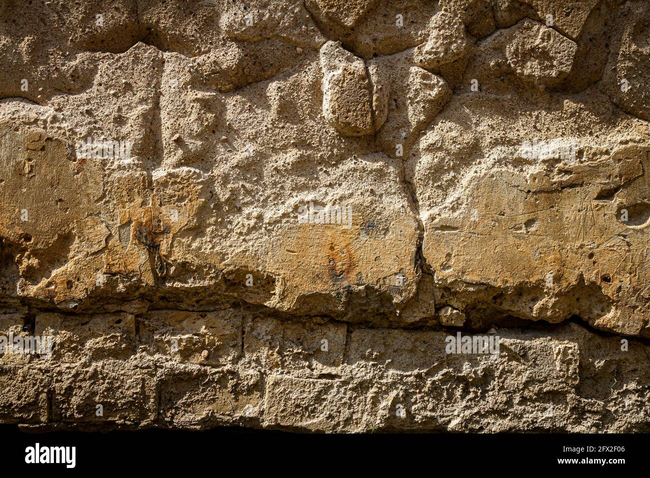 Old brick and plaster wall texture background. Painted distressed wall ...