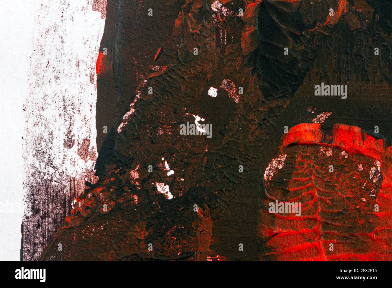 Black and red hand painted acrylic background. Grunge acrylic texture with painted dots and ...