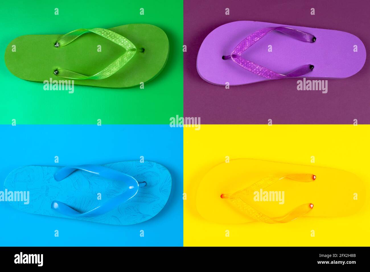 Green and yellow flip flops hi-res stock photography and images - Alamy