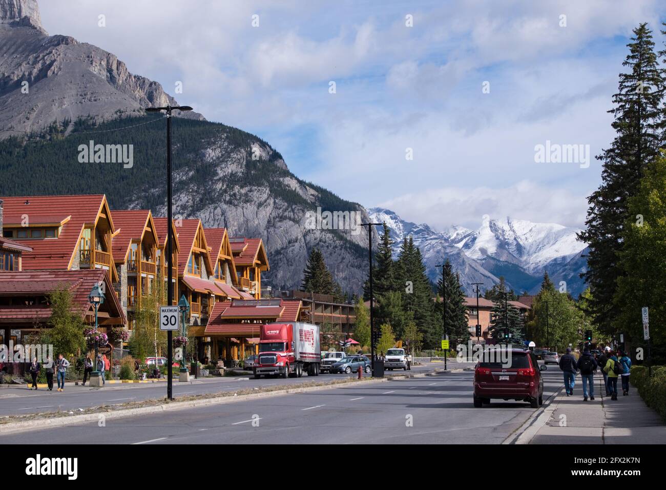 BANFF, ALBERTA, CANADA - 2016 SEPT 9: Banff town surrounded by ...