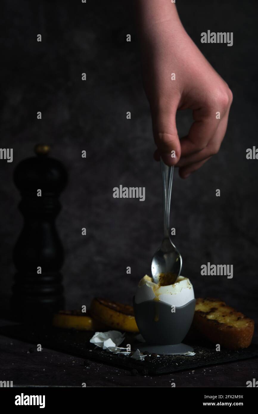 soft-boiled egg on a stand Stock Photo - Alamy