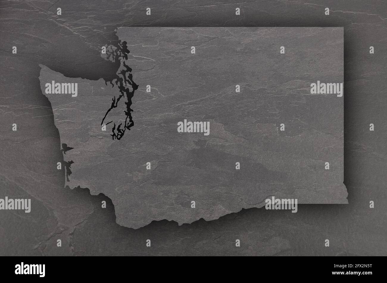 Map of Washington on dark slate Stock Photo - Alamy