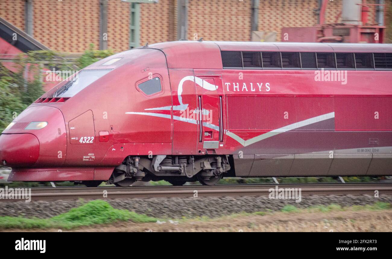 Aachen March 2021: The Thalys connects Germany and Paris. In the photo ...