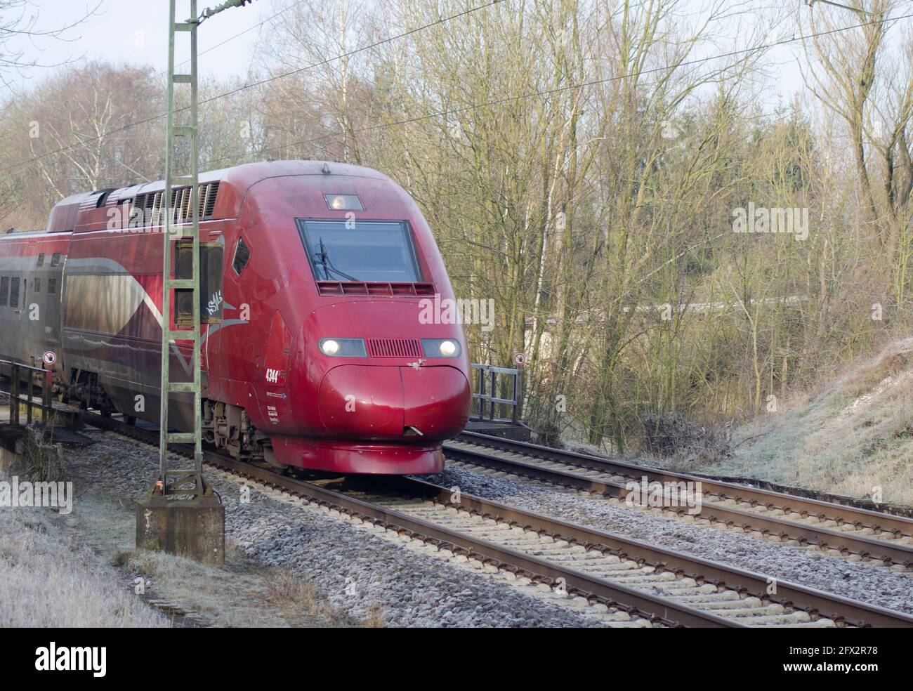 Aachen March 2021: The Thalys connects Germany and Paris. In the photo ...