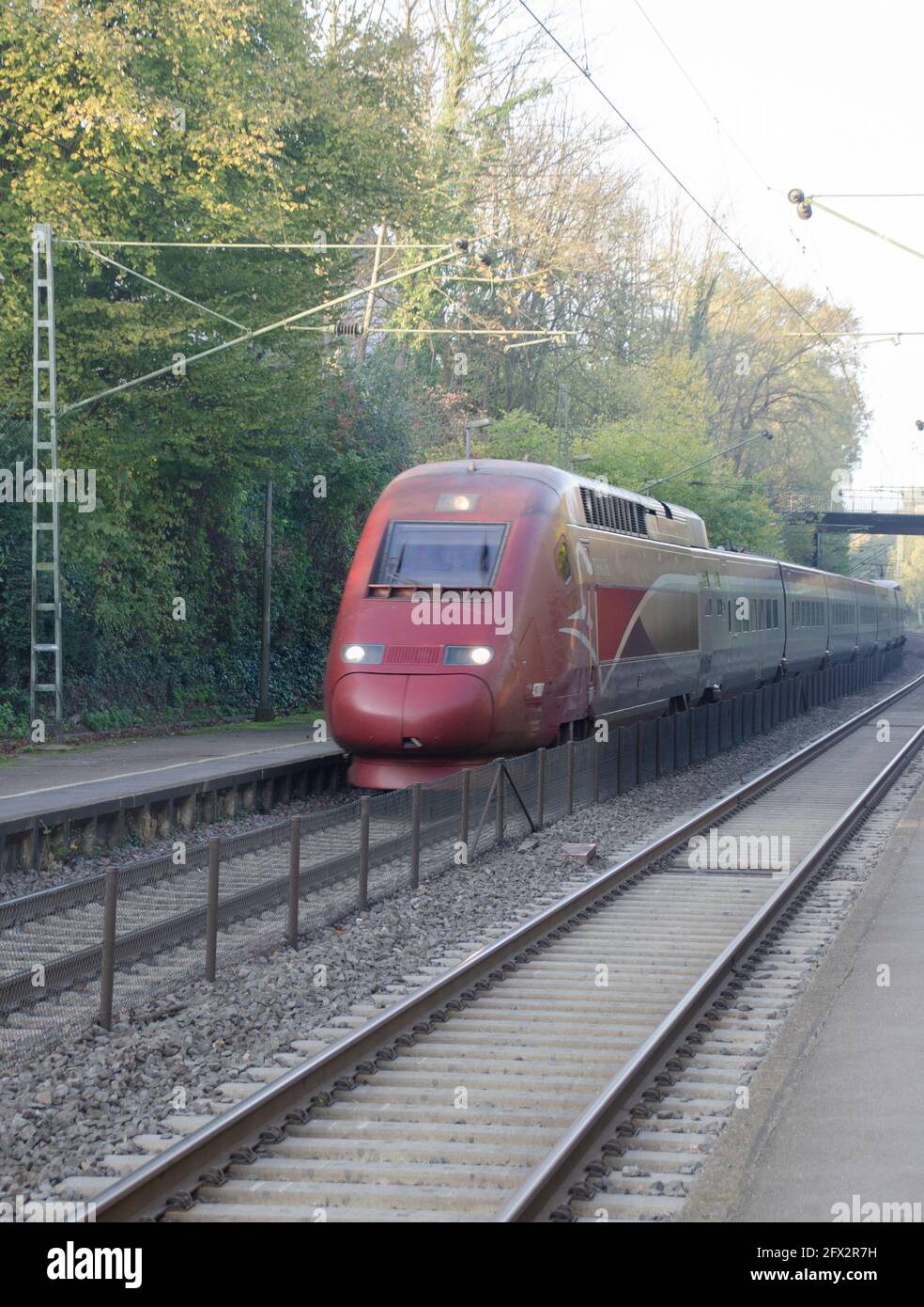 Aachen March 2021: The Thalys connects Germany and Paris. In the photo ...
