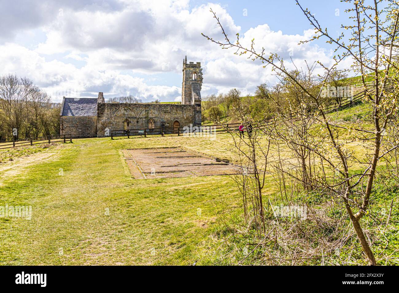 The ruins of St Martins church at Wharram Percy Deserted Medieval ...