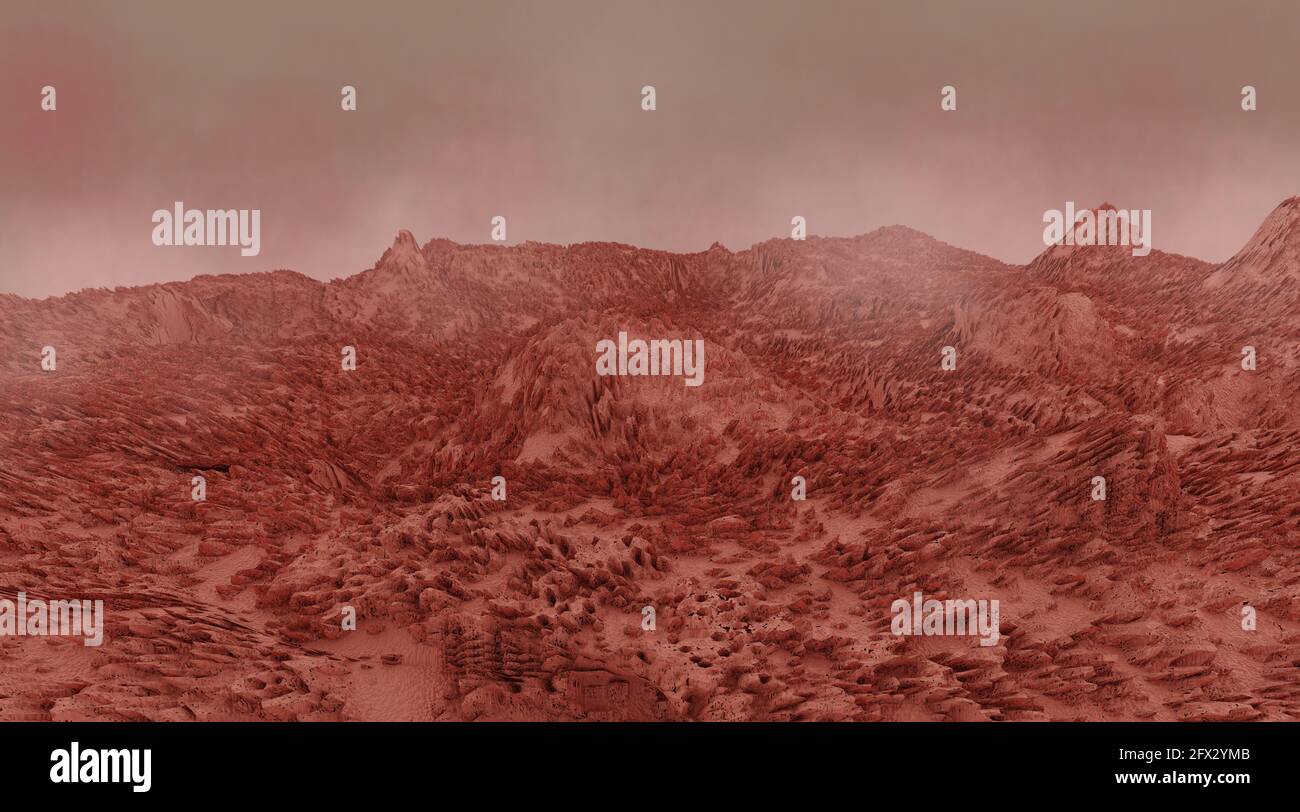 Mars landscape, science fiction illustration Stock Photo - Alamy