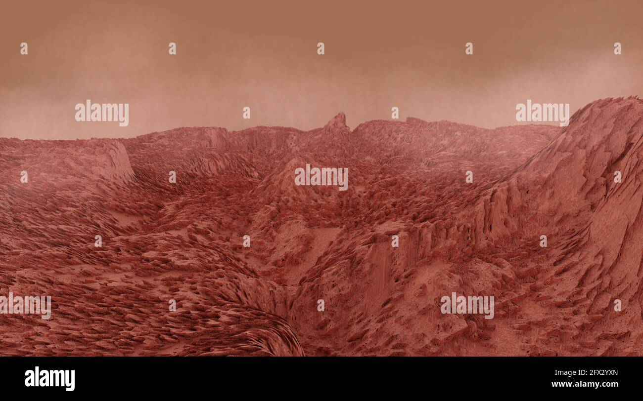 Mars landscape, science fiction illustration Stock Photo - Alamy
