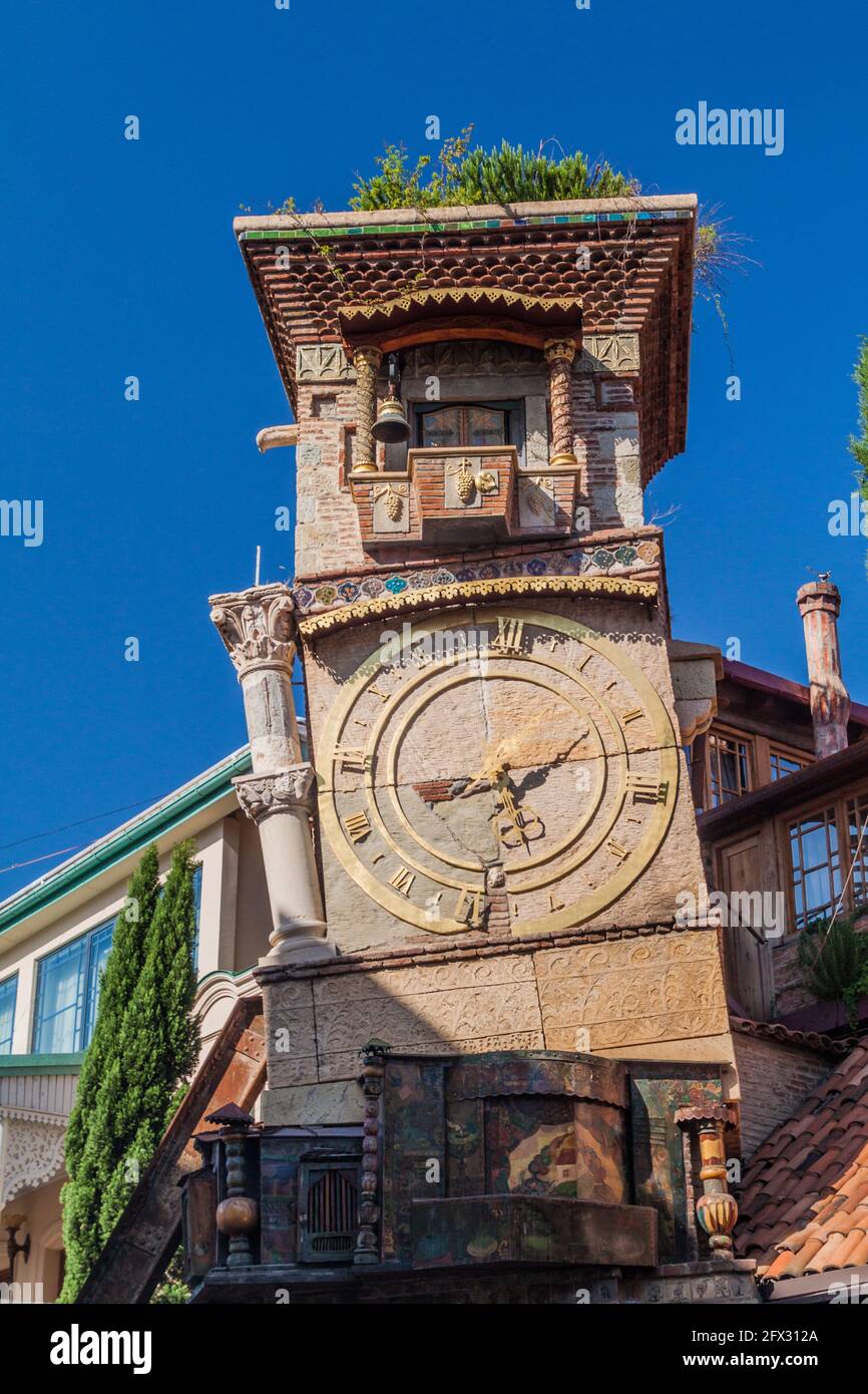 Clock tower built in the Old town of Tbilisi, Georgia Stock Photo - Alamy