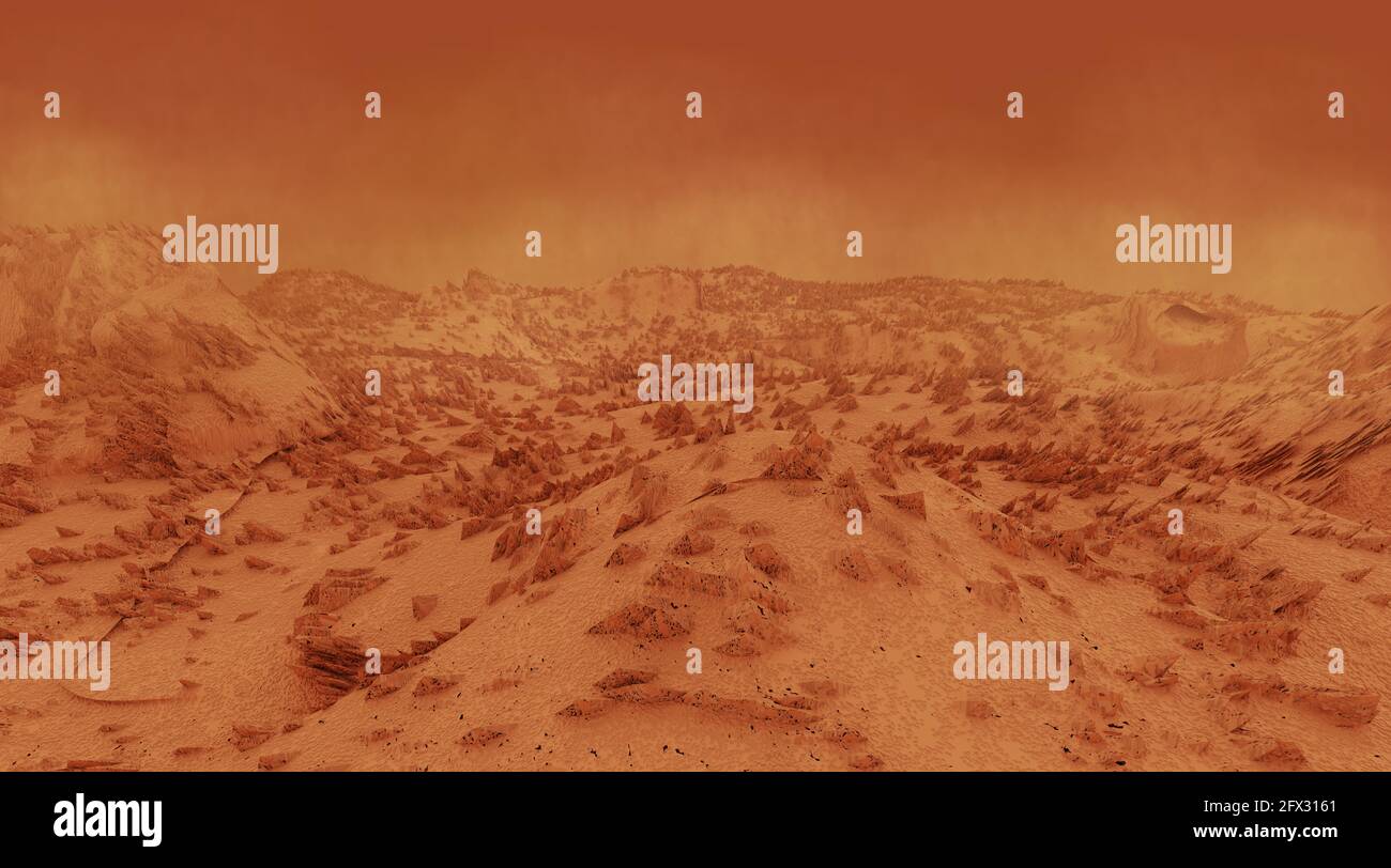 Mars landscape, science fiction illustration Stock Photo - Alamy