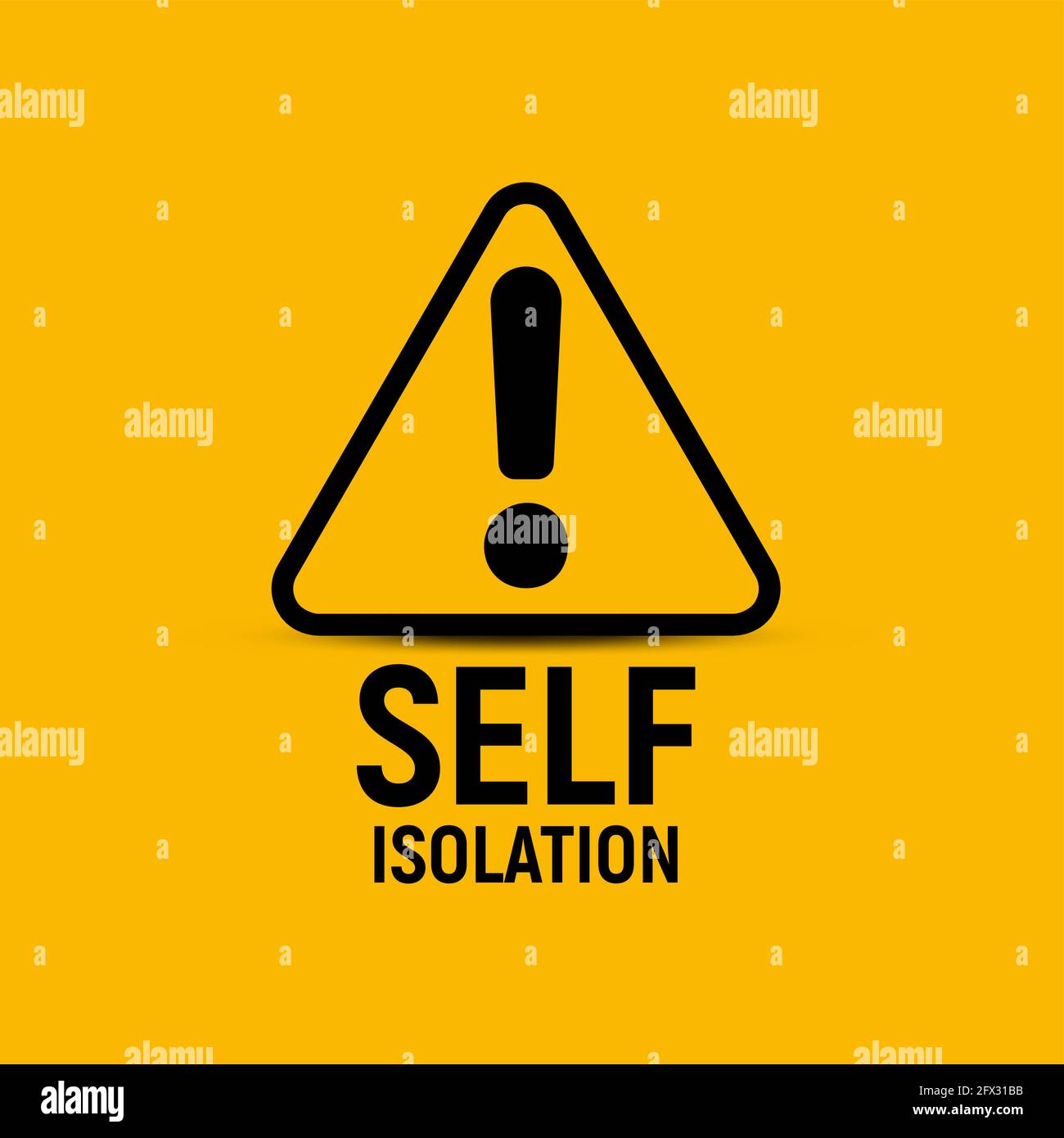 Self isolation exclamation mark, safety information, coronavirus danger ...