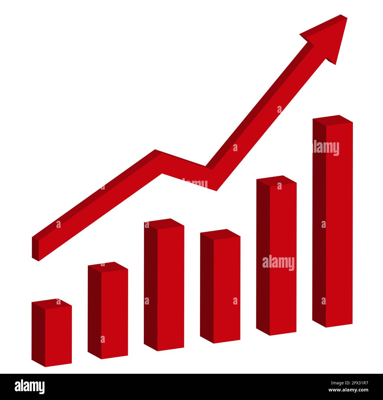 Graph with increase report. 3d diagram with rise and gain progress ...