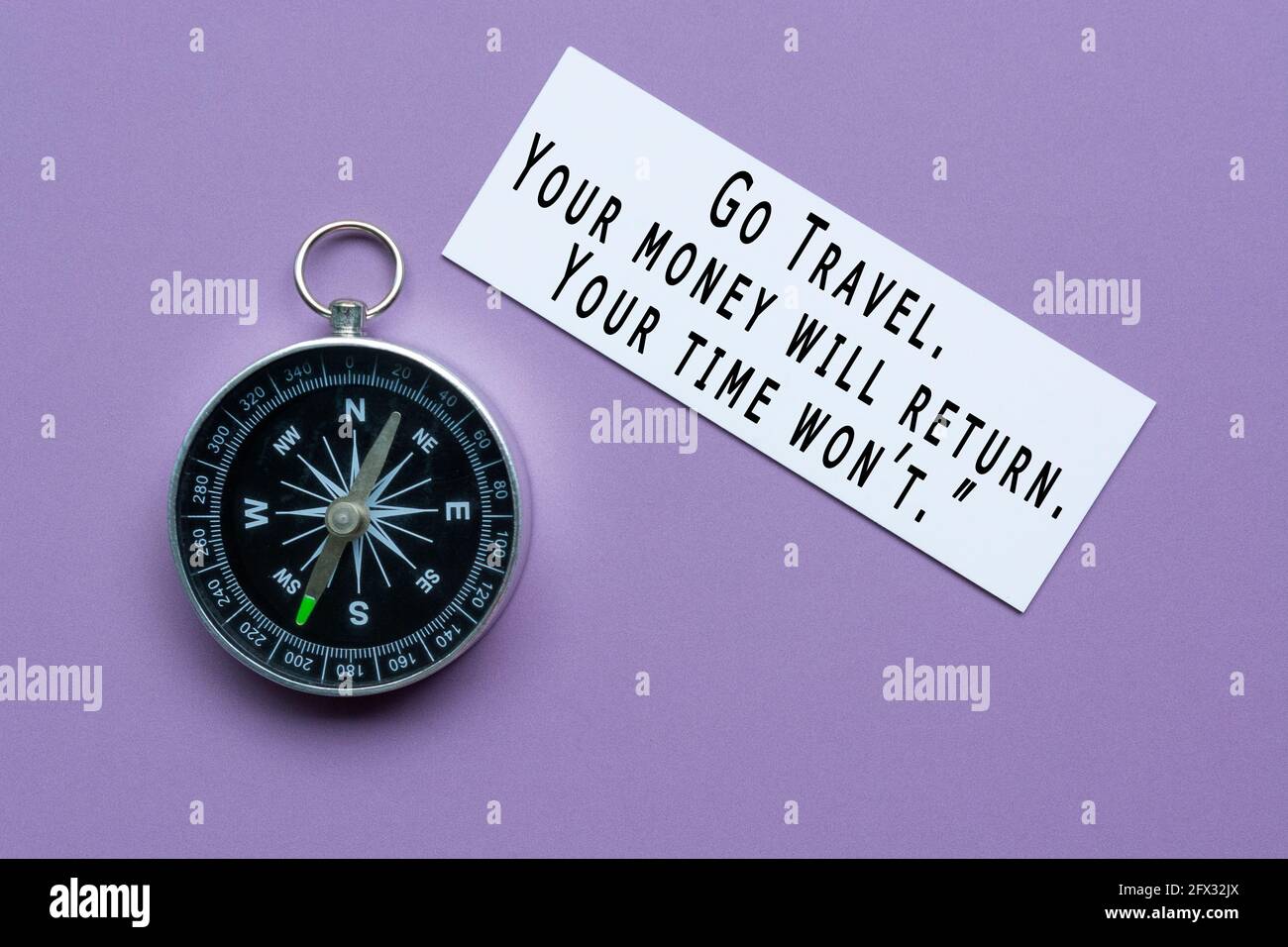 Motivational and inspirational quote with classic round compass Stock ...