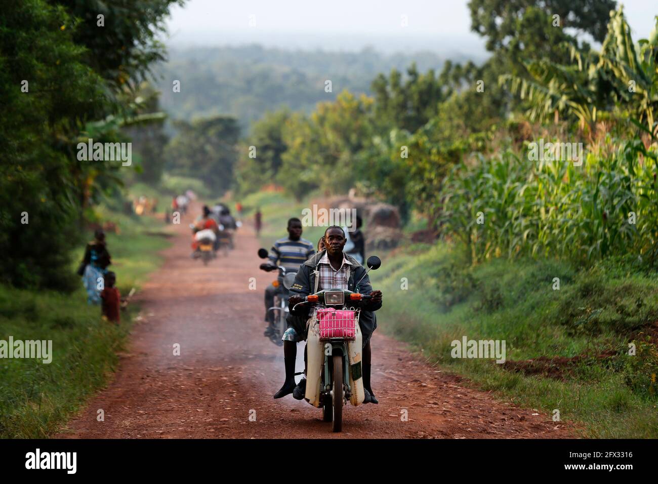 Rural village in Uganda, about two hours drive from the capital Kampala ...