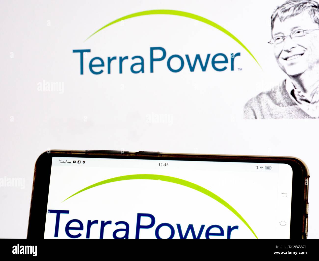 In this photo illustration, TerraPower, logo seen displayed on a ...